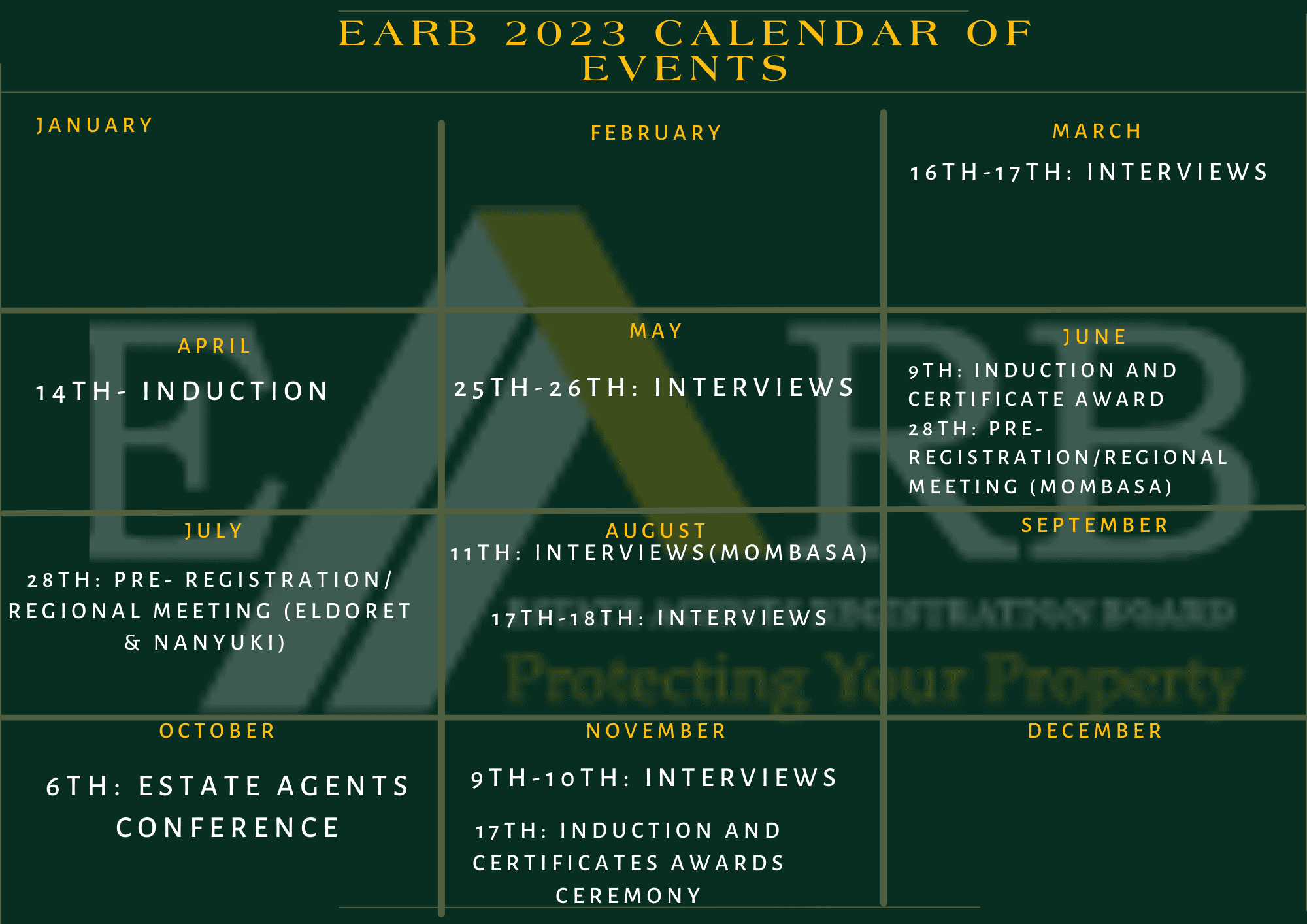 EARB 2023 CALENDAR OF EVENTS – EARB