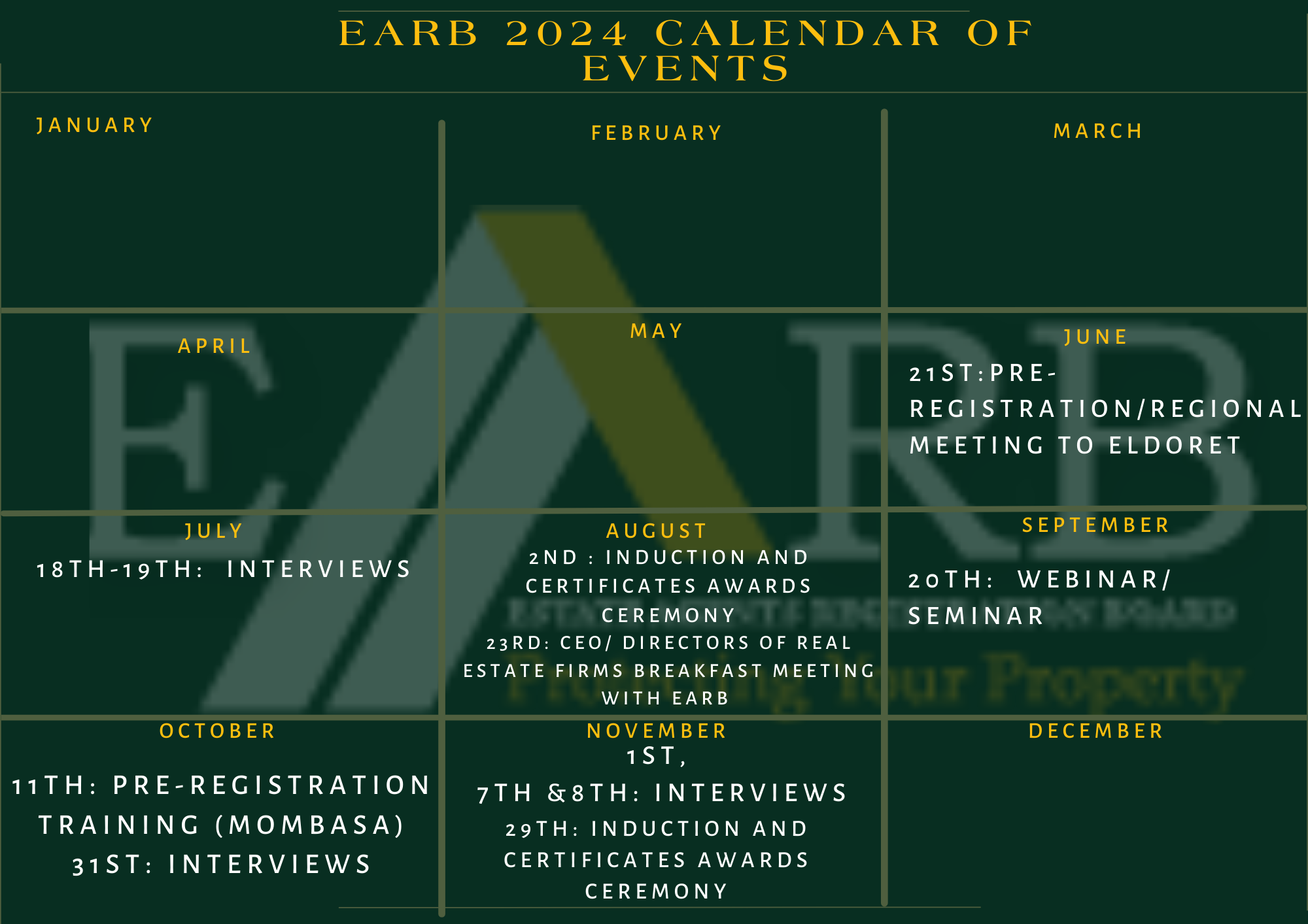 EARB 2024 CALENDAR OF EVENTS – EARB